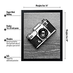 Americanflat 16x20 Poster Frame in Black - Composite Wood with Polished Plexiglass - Horizontal and Vertical Formats for Wall with Included Hanging Hardware