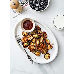 LE TAUCI Ceramic Serving Platter, Serving Dishes for Entertaining, Sandwich Trays for Serving Food, Dessert Taco Sushi Appetizer Serving Trays for Party, 12 Inch Oval Dinner Plates, Set of 4, White