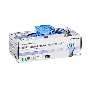 McKesson Confiderm 3.5C Nitrile Exam Gloves, Non-Sterile, Powder-Free, Blue, Medium, 200 Count, 1 Box