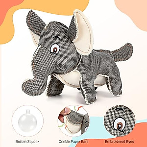 IOKHEIRA Dog Squeaky Toys, Tug of War Dog Plush Toy for Large Breed, Cute Animals Toys with Cotton Material and Crinkle Paper,Tough Chewing Toys for Puppy Breed (Seal, Elephant)