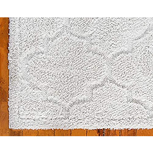 Rugs.com Lattice Shag Collection Rug – 8' x 10' Ivory Shag Rug Perfect for Living Rooms, Large Dining Rooms, Open Floorplans