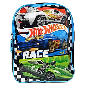 Hot Wheels 15" Backpack Race Cars Boys Kids School Bag Blue Black