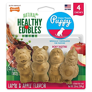 Nylabone Healthy Edibles Puppy Natural Long Lasting Dog Chew Treats Lamb & Apple Small/Regular (4 Count)
