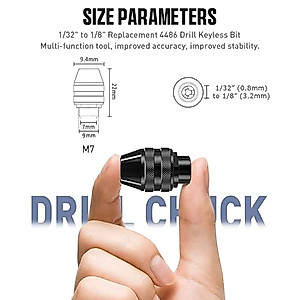 4486 Multi Chuck Set 15Pcs,Brass Collet Set,Collet Nut Kit,0.8-3.2mm Replacement Keyless Quick Change Chuck Rotary Tool Accessory Compatible with Dremel 3000 4000 7700 8200(M7x0.75mm Long)