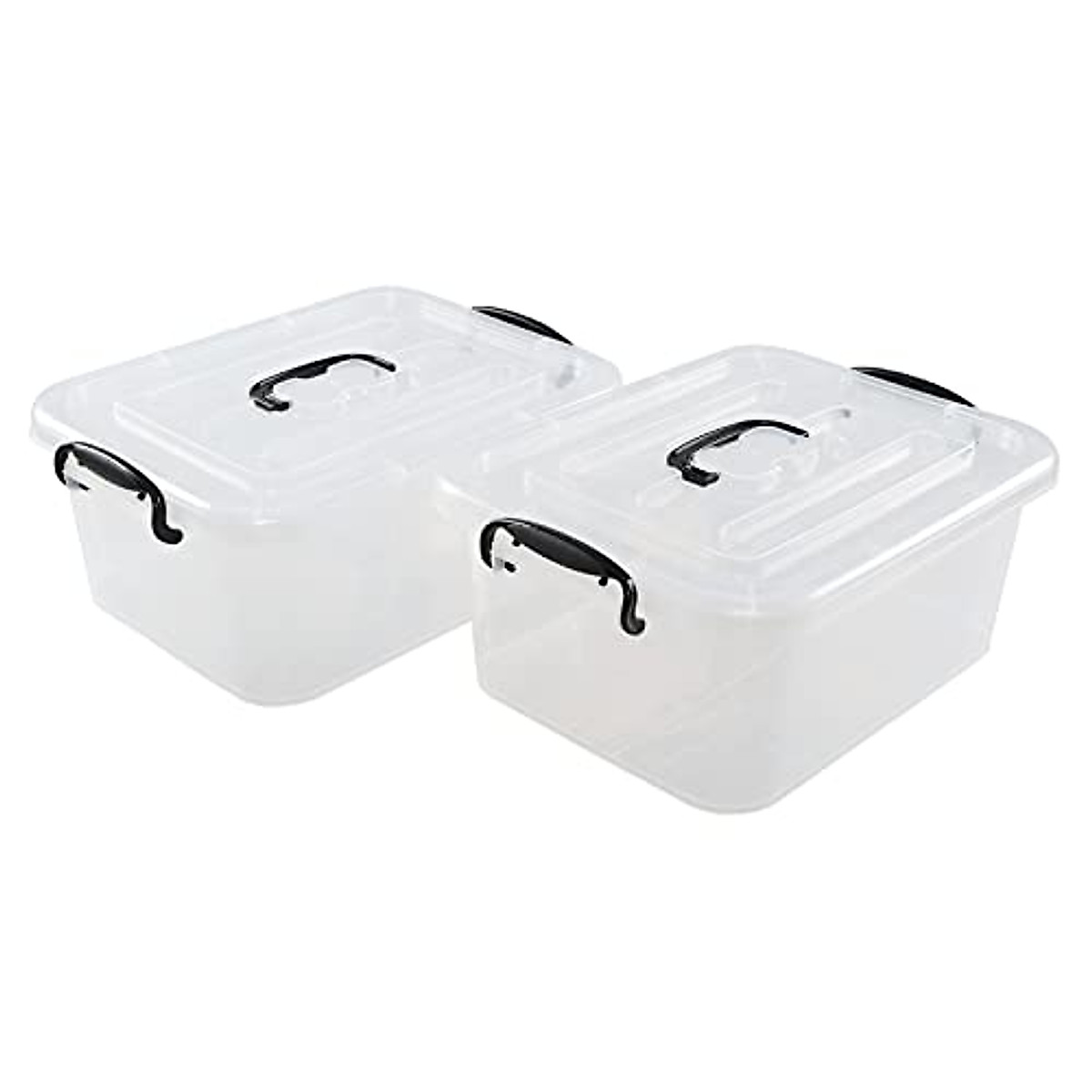 Buyitt 2-Pack Plastic Storage Box with Lid, 8 Quart Clear Storage Bin