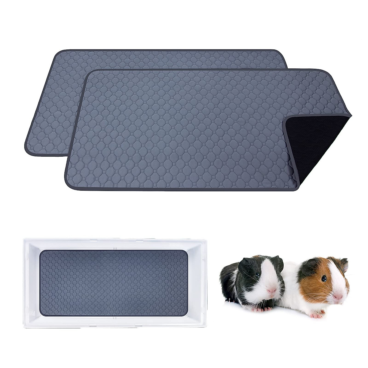 2 Pack 21 x 47” Guinea Pig Cage Liners Small Animal Pee Pads Pet Bedding Mat Guinea Pig Bedding Absorbent Pee Pads for Hamsters, Rabbits, Hedgehogs