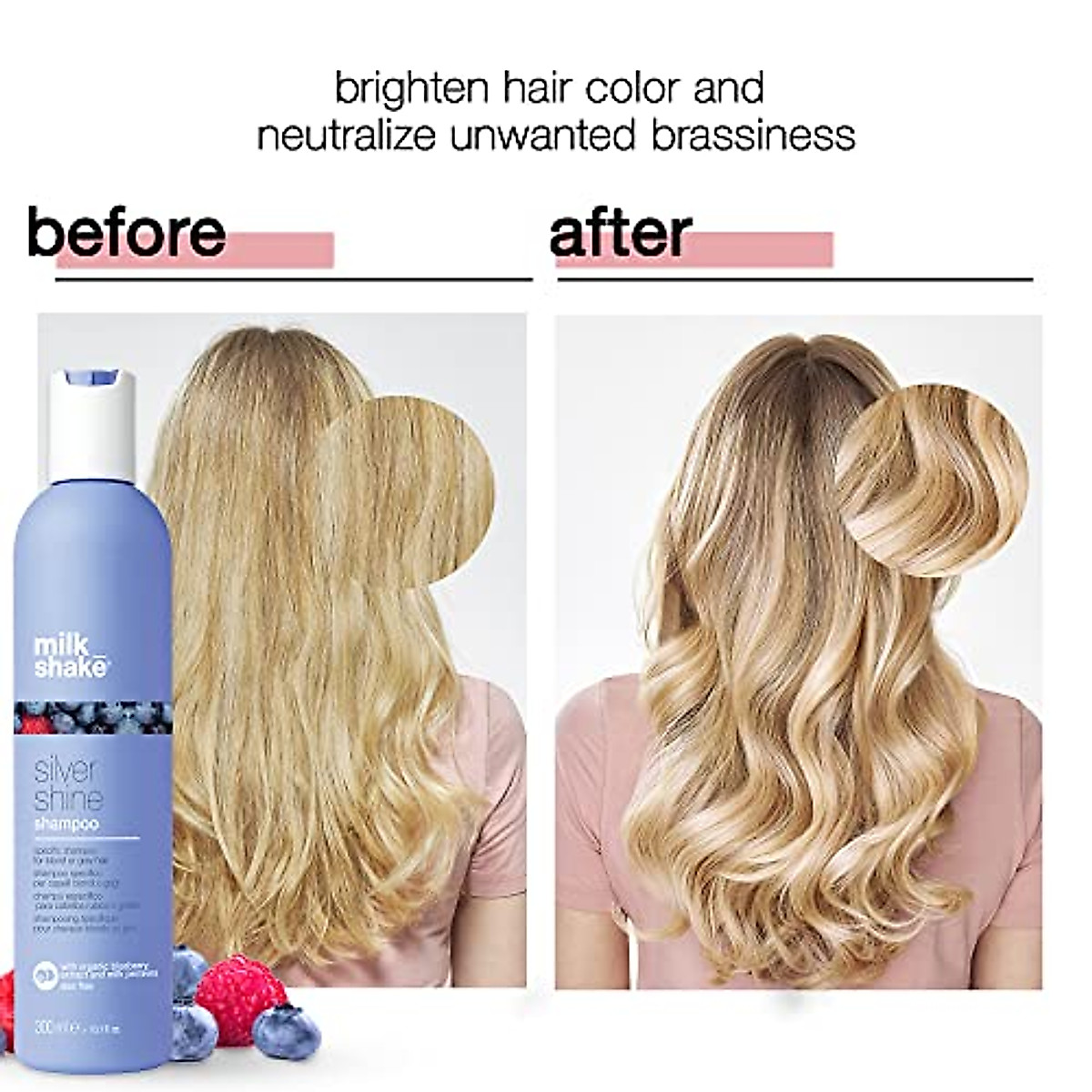 milk_shake Silver Shine Light Purple Shampoo for Blonde Hair - Blonde Toner for Brassy Hair
