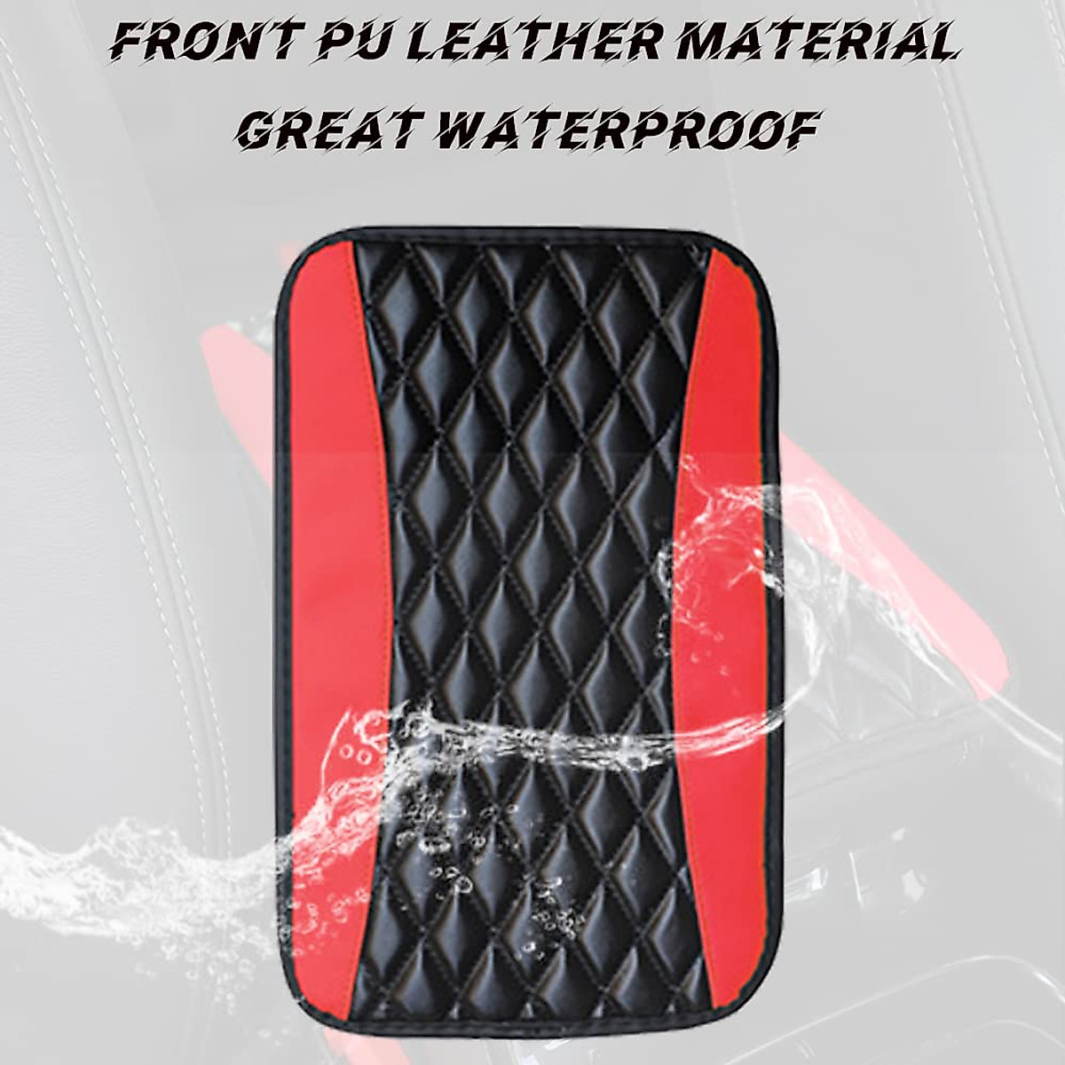 Pincuttee Pu Leather Console Armrest Cover 1PC, Car Center Console Pad Cover,Universal Armrest Box Mat,Waterproof Armrest Cover Center Console Pad(12.6"x7.5", Red)