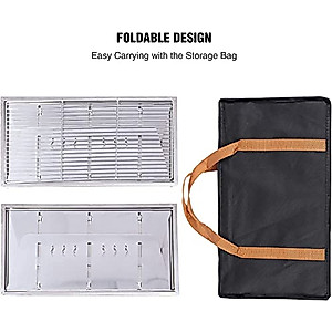 REDCAMP Collapsible Camping Grill,17 * 9" Portable Charcoal Grill with Carrying Bag, Stainless Steel lightweight Small BBQ Grill for Outdoor Camping Cooking