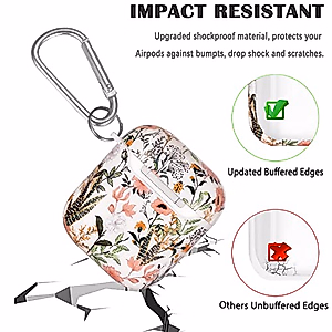 AirPods Case Flower, Olytop Cute Hard Ladybugs Women Apple Airpods 2 & 1 Cover Case Protective Shockproof iPods Cover Skin Girls with Keychain for Apple 2nd 1st Gen - Flower/Cactus