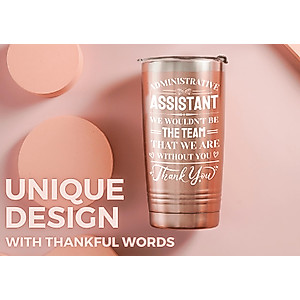 Onebttl Administrative Professional Day Gifts for Administrative Assistant, Secretary, 20 oz Stainless Steel Tumbler for Women - Thank You - Rose Gold