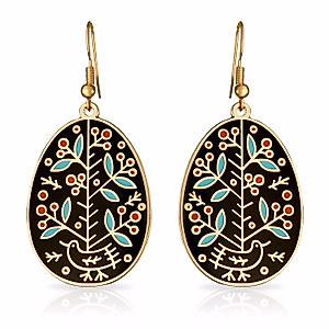 Ukrainian Easter Egg (Pysanky) Earrings - Pine Tree (Gold-Plated)