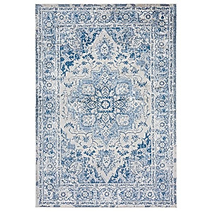 Safavieh Brentwood Collection Area Rug - 5'3" x 7'6", Blue & Ivory, Oriental Medallion Design, Non-Shedding & Easy Care, Ideal for High Traffic Areas in Living Room, Bedroom (BNT837M)