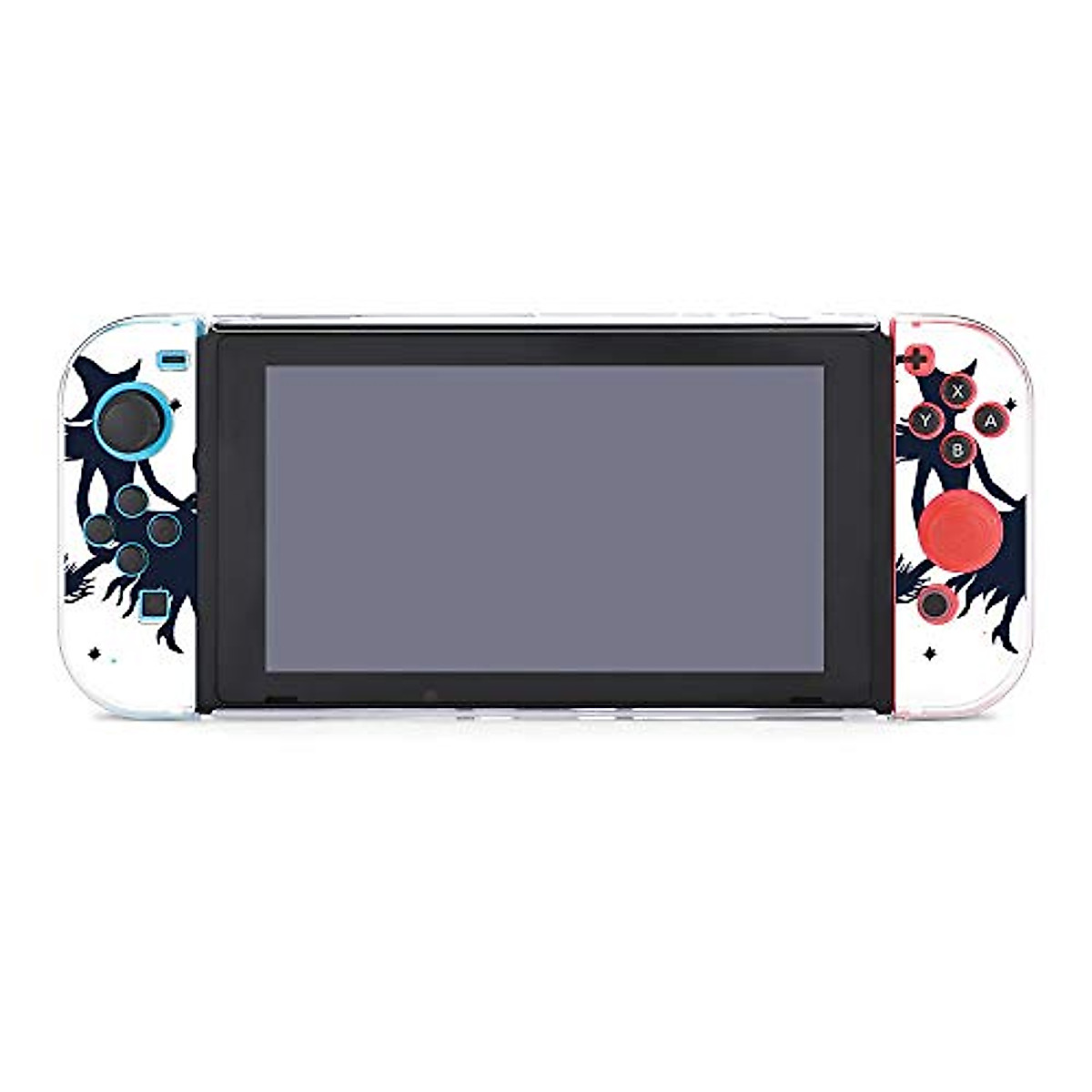 SUPNON Silhouette of Witch with Cat On Broom with Protective Case Compatible with Nintendo Switch Soft Slim Grip Cover Shell for Console & Joy-Con with Screen Protector, Thumb Grips Design39853