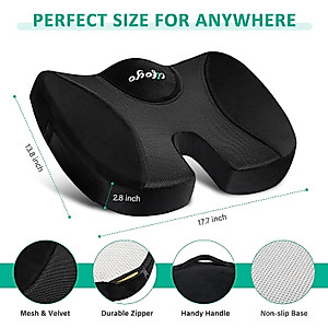 Gel Seat Cushion for Office Chair - Memory Foam Chair Cushion - Car Seat Cushion for Drving - Cushion Pillow for Long Sitting - Butt Pillow for Desk Chair, Computer Chair, Gaming Chair, Wheelchair