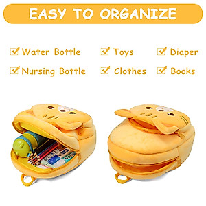 VASCHY Toddler Backpack, Baby Boys and Girls Cute Plush Animal Small Daycare Backpack for Baby Little Kids Yellow Cat