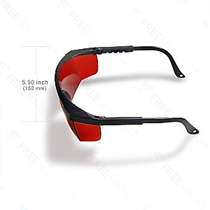 FreeMascot OD 4+ 190nm-550nm Wavelength Laser Safety Glasses for Typical 405nm, 445nm, 450nm,520nm,532nm Laser Light for Hair Removal Laser Treatment Eye Protection Goggles (Red)
