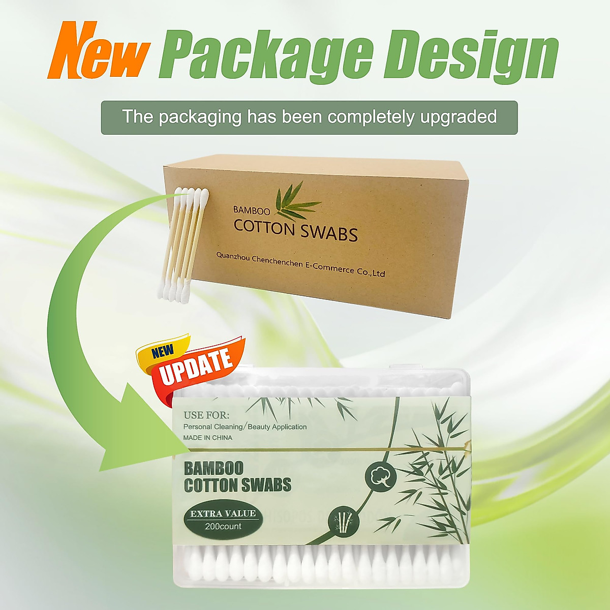 5 Packs Bamboo Cotton Swabs, Wooden Cotton Swabs 1000pcs