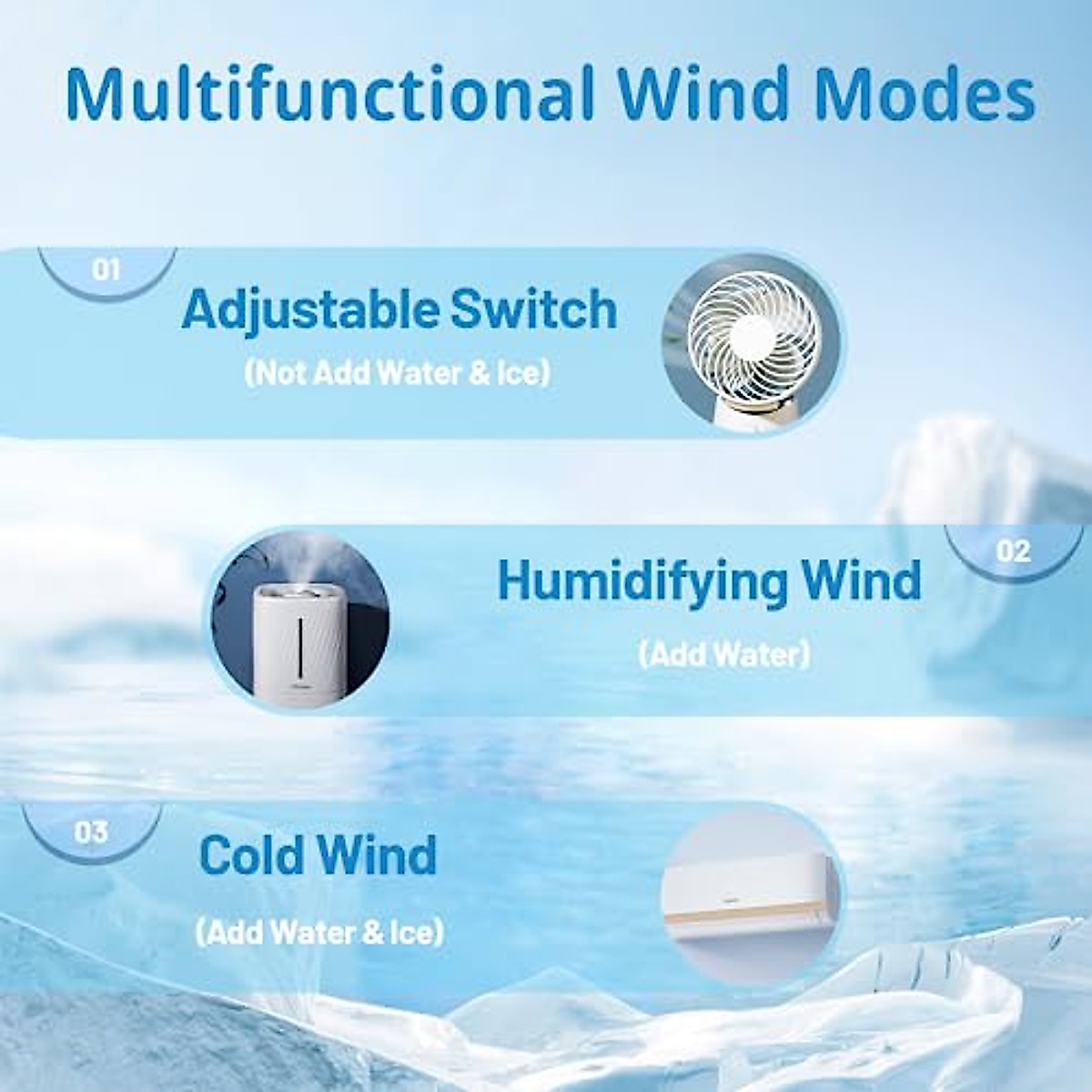 Portable Air Conditioner, Evaporative Air Cooler in 3 Speed, USB Air Personal Conditioner with LED Light for Home Office Bedroom（zQ06）