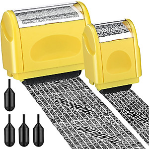 2 Pack Identity Theft Protection Roller Stamp Set Yellow Confidential Roller Stamp Privacy Stamp Information Blocker Stamp and 4 Pack Refill Ink for ID Account Address Privacy Information Security