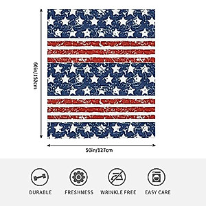 Independence Day Blanket 4th of July USA Flag Day Theme Blanket Super Soft Throw Blankets Red and White Stripes Stars Lightweight Cozy Warm Flannel Fleece Blankets for Sofa Bed Couch 50"x60"