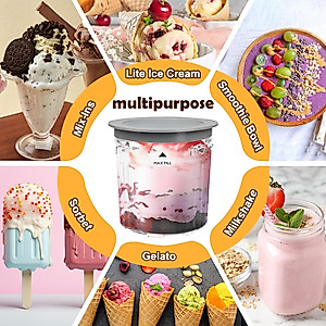 YQL Creami Pints and Lids - 4 Pack,Creami Pint Containers Ice Cream Containers 16oz Compatible with Ninja NC201 NC200 Series Ice Cream Maker Dishwasher Safe