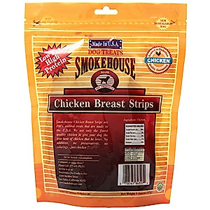 Smokehouse 100-Percent Natural Chicken Breast Strips Dog Treats, 8-Ounce