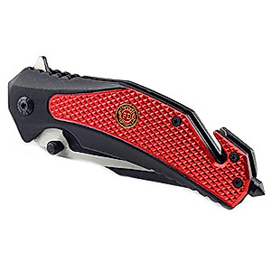Vulcan Gear Emergency Service Tactical Assisted Open Metal Rescue Folding Knife (Red - Fire Dept.)