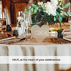 Velti, Heart-shaped acrylic wedding table numbers 1-15, 6.3 x 6 inch, Table signs for wedding, Frosted acrylic wedding table numbers, Table numbers for wedding reception.