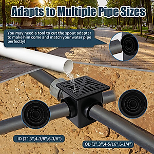 Dooeant Upgrade 12-Inch Catch Basin Drainage Kit with Debris Basket Strainer, Fit for 4 Size(2",3",4-3/8",6-3/8") Pipes, for Garden, Yard, Lawns, Outdoor (1 Pack)