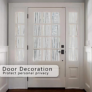 TEMKIN Window Privacy Film Matte Stripe Window Privacy Film Stained Glass Decorative Anti UV Sticker Privacy Frosted Self Adhesive Film Window Decal for Glass one Way Window Film Window (Size : 60 x