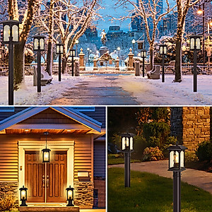 Brown Dusk to Dawn Outdoor Post Lights - 2 Packs Oil Rubbed Bronze Post Lights with Pier Mount Base, Rustic Hard Wired Pole Outdoor Lighting, Waterproof Pillar Lantern Outside for Pathway, Patio