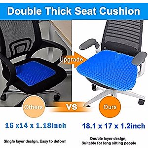 Gel Seat Cushion, Ergonomic Breathable Gel Seat Cushion with Non-slip Cover for Long Seating, Tailbone Pain & Pressure Relief, Suitable for Home, Office, Gaming Chair, Car, Wheelchair (18.1 X 17 inch)