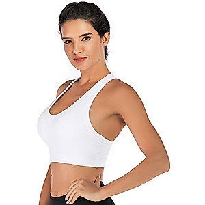 RUNNING GIRL Sports Bra for Women, Criss-Cross Back Padded Strappy Sports Bras Medium Support Yoga Bra with Removable Cups A-white