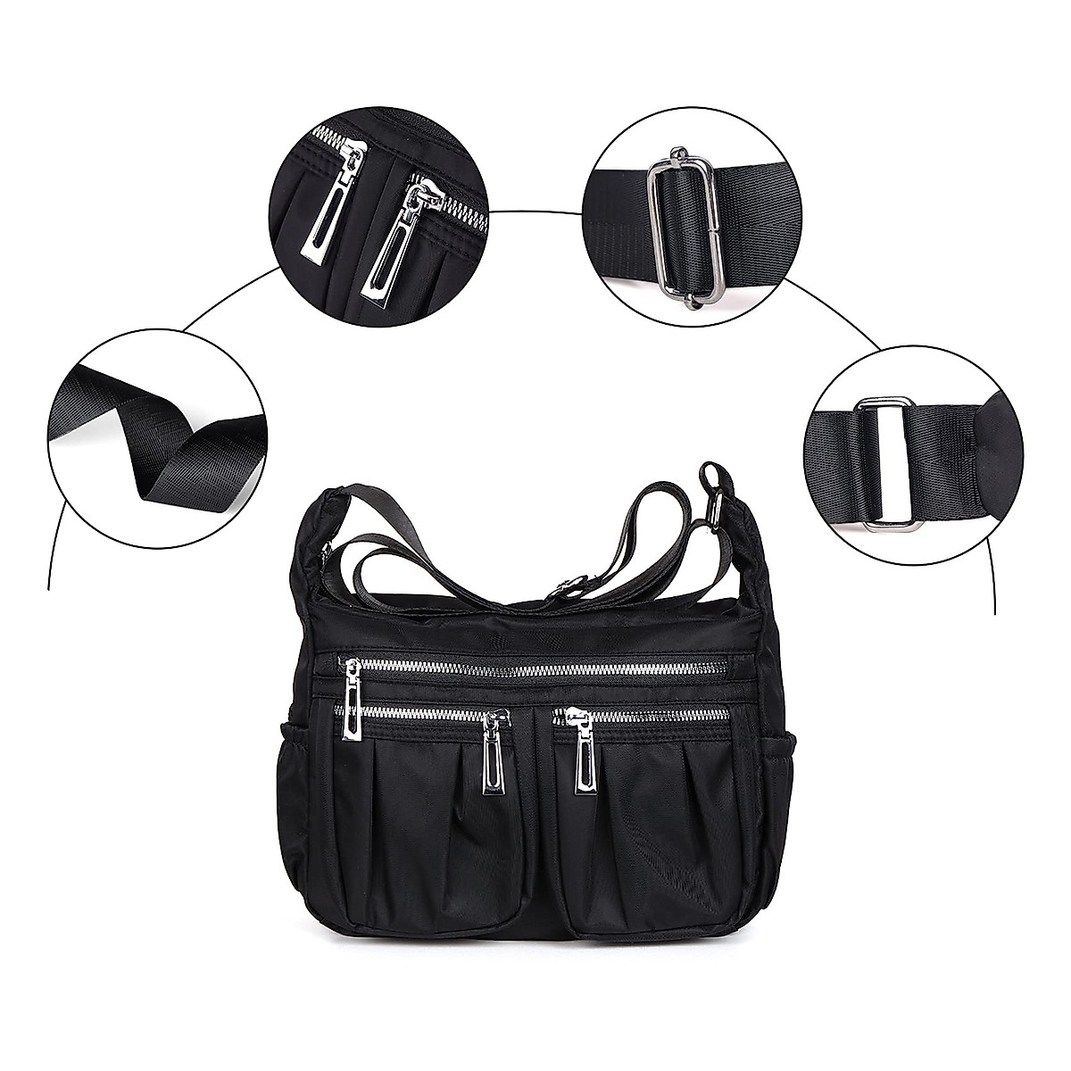 NOTAG Nylon Crossbody purse for Women Medium Messenger Bags Travel Shoulder Purses and Handbags (Blue)