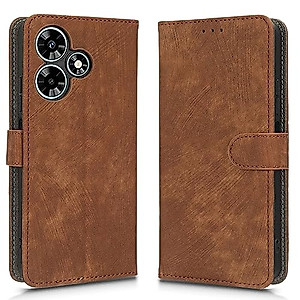 Case Compatible with Infinix Hot 30 4G X6831,Leather Case with Card Slot.Wallet Design,RFID Protection.Standable Flip Case Brown