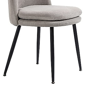 DRAGON GATE Modern Upholstered Dining Chairs Set of 2 with Seat Cushion, Armless Side Chair with Metal Legs for Dining Room Kitchen, Living Room (Fabric Light Gray 2PCS)