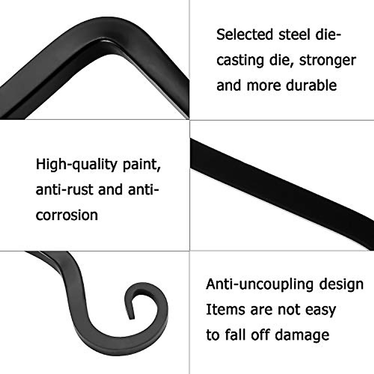 onepeng Plant Hanger Indoor/Outdoor 6 inch Metal Wall Plant Hook Decorative Plant Hanger for Bird Feeders, Planters, Lanterns, Wind Chimes, Home Decor(2Pack,Black)