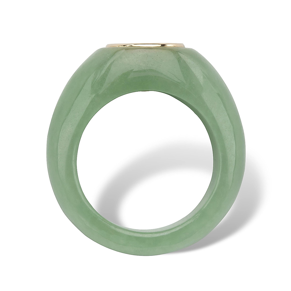 PalmBeach Jewelry 10k Yellow Gold Genuine Green Jade "Longevity" or Black or Green Jade "Fortune" Ring (8mm) Size 8