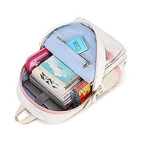 Jaygulf Waterproof Women Laptop Backpack Fashion Girl Daypack Cream