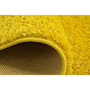 SOHO Shaggy Collection Solid Color Shag Area Rug Rugs 7 Color Options (Yellow, 8 x 10)