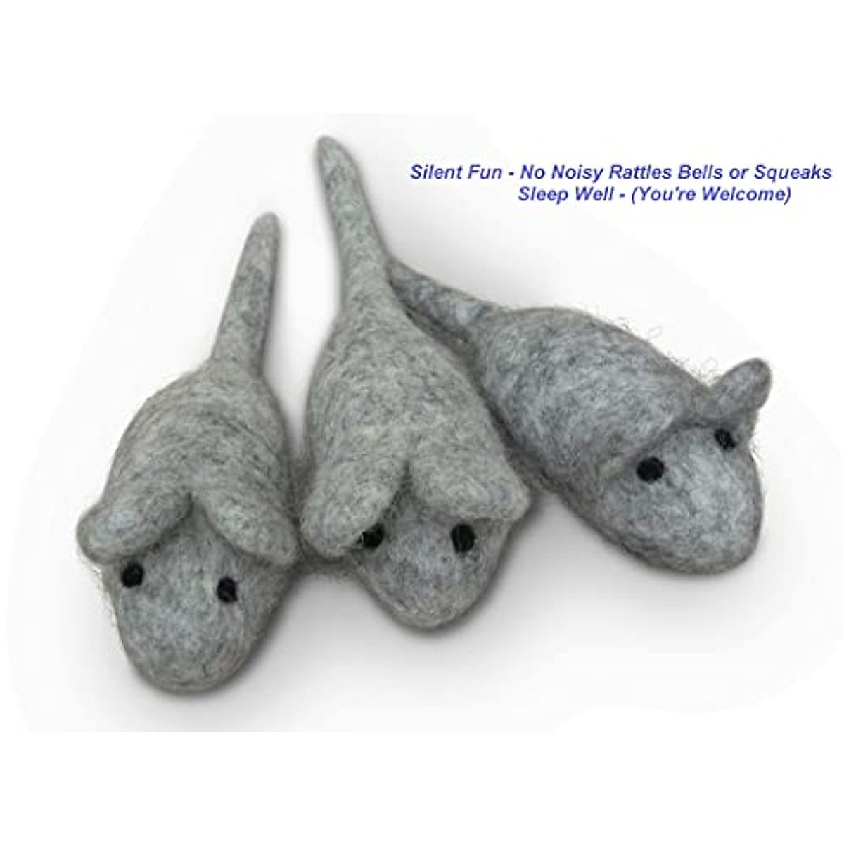 Earthtone Solutions Cat Mouse Toy - 3 Felted Wool Mouse Toys Without Catnip for Indoor Cats and Kittens - Large Handmade Mice