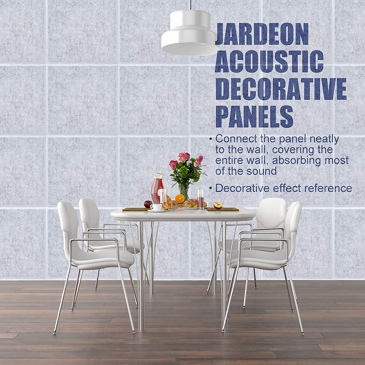 Jardeon Sound Proof padding Large Acoustic Panels Silver Gray Sound Absorber Decoration Wall Panels, Beveled Edge, 16'' X 16'' X 04'', 6 Pack