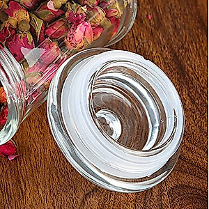 Maredash Glass Apothecary Jars, 5 oz Bathroom Storage Organizer with lids - Mini Glass canisters Jar Cotton Ball Holder Set of 15