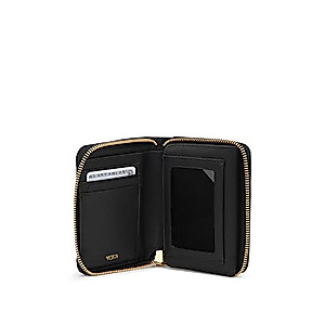 TUMI Voyageur Tri-Fold Zip-Around - Premium Zip Wallet for Women & Men - Stain & Water Resistant - Black & Gold Hardware