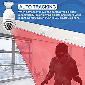 Light Bulb Camera, 2 Pack Indoor Light Bulb Security Camera, 2.4G Surveillance Dome Camera with Night Vision, Motion Detection and Phone APP, Nanny Cam for Home and Office