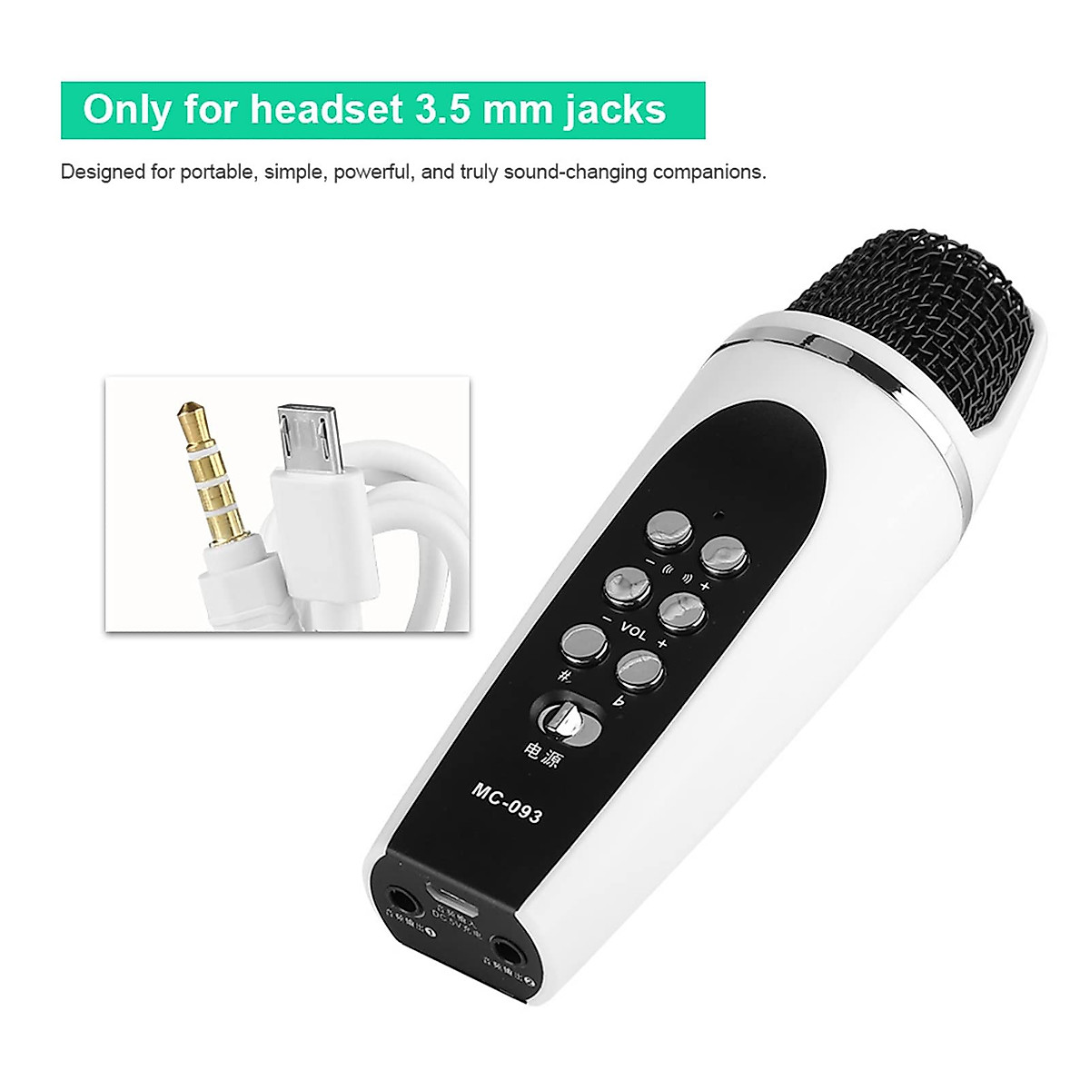 Voice Changer Microphone, Microphone Mic Voice Changer Microphone Microphone Karaoke Speaker with 4 Voice Conversion Modes for Smartphone PC