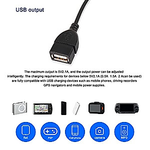 XMSJSIY OBD to USB Power Cable Adapter 16Pin OBD2 Male to 5V 2A USB Female Connector 12V 24V 36V to 5V 2A with Switch Button for Dash Camera Phone Car GPS DVR-0.5M/1.6FT