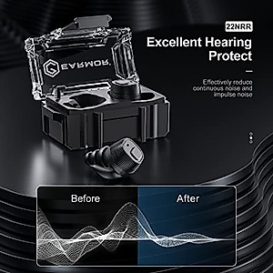 OPSMEN Shooting Ear Protection Electronic Wireless Safety Earmuffs Earplugs In-Ear Hearing Active Noise Reduction Cancellation Gun Range For Hunting Black