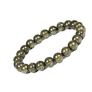 DHYANARSH Pyrite Beads Bracelet - Astronomy Jewelry, AAA Natural Stone Beads 8mm